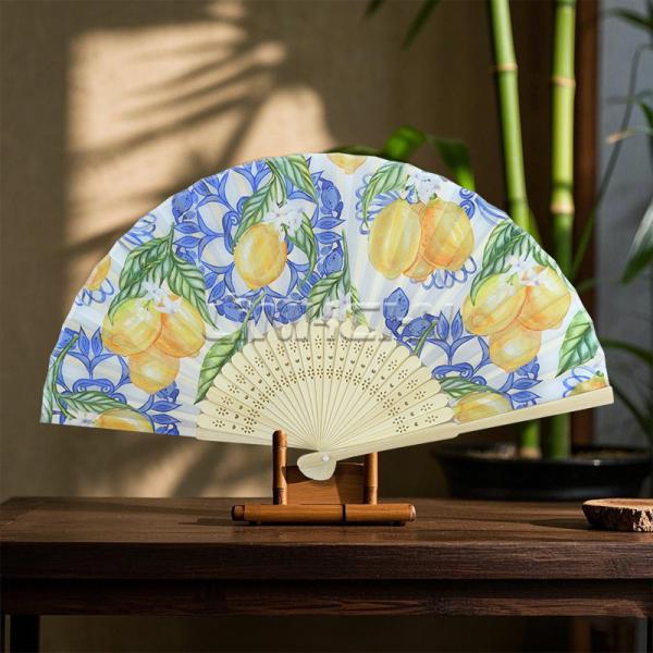Quality Handheld Bamboo Folding Fans Wedding Invitation Card with Floral Design for for sale