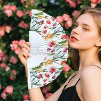 Quality 23cm Wooden Bamboo Hand Folding Fan for Wedding Fan Rave Party Folk Art Festival for sale