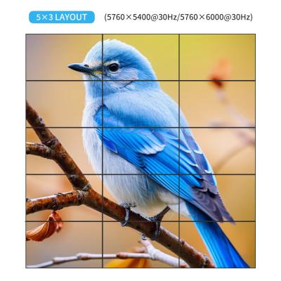 중국 8K 1 in 15 출력 멀티 화면 콘텐츠 디스플레이 픽셀-픽셀 스플라이싱 멀티 화면 뷰어 4x3 5x3 6x2 멀티 모니터 스플리터 판매용