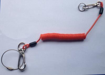Cina ganci ritrattabili della parte girevole ricoperti unità di elaborazione della catena chiave della cordicella dello strumento della primavera di rosso di 3.0mm in vendita