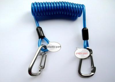 China 4,0-Millimeter-blaue transparente Sicherheits-Werkzeug-Abzugsleinen mit Frühling Carabiners an jedem Ende zu verkaufen