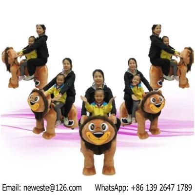 China Large Big Size Battery Coin Operated Plush Walking Toys Stuffed Electric Animal Cars Rides for sale