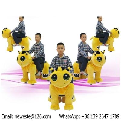 China Medium Size Battery Coin Operated Plush Walking Toys Stuffed Electric Animal Cars Rides for sale