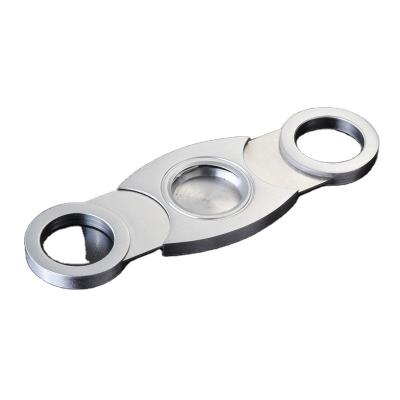 China Stainless Steel Back Cover Cigar Scissor Finger Straight Tip Cigar O Shape Double Blade Cigar Cutter factory