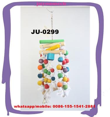 China Natural Dye Cotton Rope brid toy made of wood in various designs for bird perch and chewing JU-0299 for sale