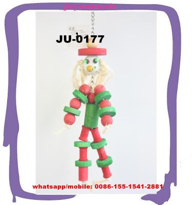 China Beautiful girl style Hallowmas bird toys made of natural wood and cotton rope training tool for parrots pigeons JU-177 for sale
