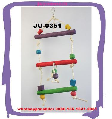 China Colorful natural dye small hanging wooden swing ladder bird play bite pet toys JU-0351 for sale
