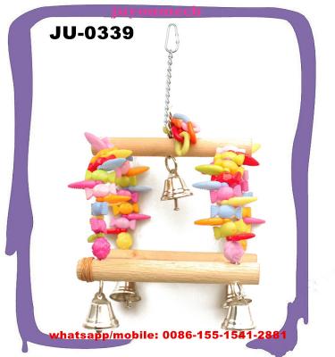 China Non-toxic colorful plastic bird cage parts with wooden balancing stopping perches for big medium bird JU-0339 for sale