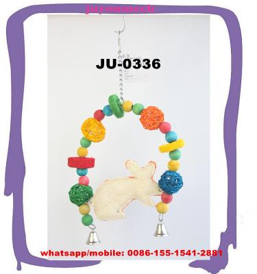 China Natural dye vine balls wooden beds loofah hanging birds cages parts parrot standing playing toys OEM accept JU-0336 for sale