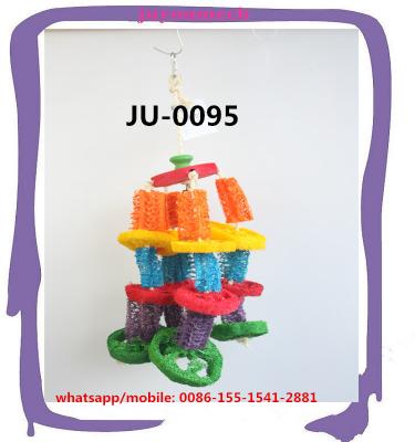 China most popular big parrot cages hanging chew play luffa toys/large macaw bite loofah toyJU-0095 for sale