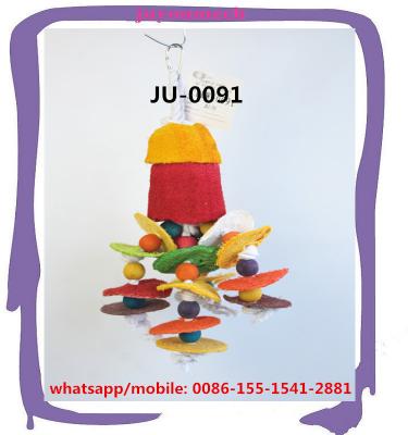 China eco-fridenly bird cage hanging loofah bird playing toys/parrot chewing toy/macaw bites JU-0091 for sale