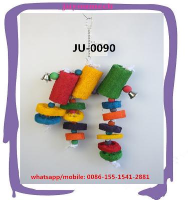 China large parrot playing loofah toys / big macaw bird chew bite luffa toy JU-0090 for sale