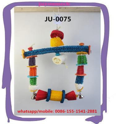 China food grade dye big loofah parrot bite toy/ large bird cage luffa macaw chew stand perch JU-0075 for sale