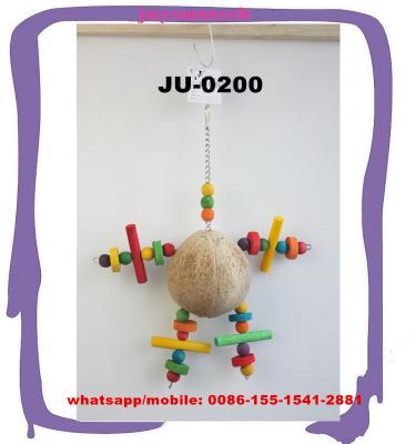 China Toys Stimulation Activity Cage Accessories Coconut Shell Doll Bird Playing Tools JU-0200 for sale