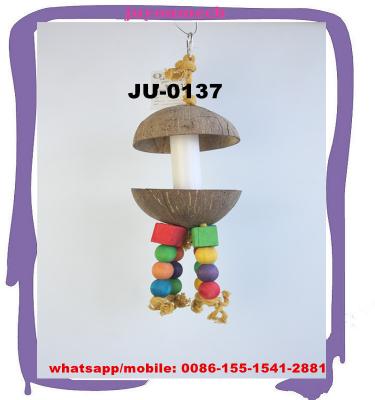 China Natural Coconut Shell Bird Pet Toys for small and medium Parrots Pigeon Macaw Bird Cages PartsJU-0137 for sale