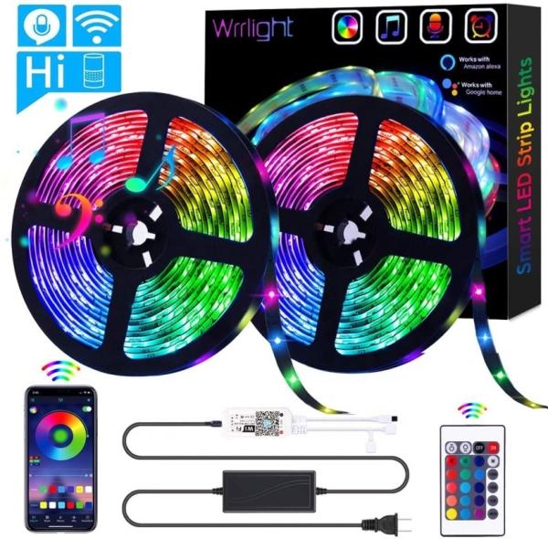 Quality 80 CRI 5m 10m 20m Wifi Smart Led Strip Light with App Remote Control Rgb Ambient Light for sale