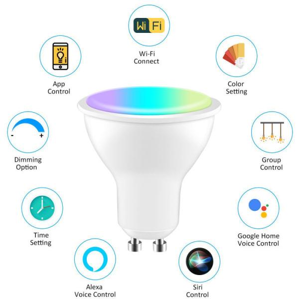 Quality 25000 Hours Lifespan Dimmable and Tunable White RGB Color Changing WiFi GU10 for sale
