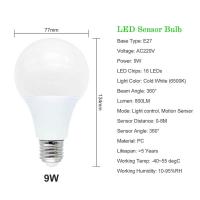 China Smart Sensor Bulb E27 Day Night Light Sensor LED Bulb with PIR Radar Motion Detection for sale