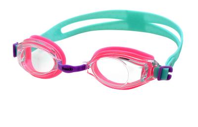 China Pro Anti Fog Swimming Goggles With Transparent Lens Pink Gasket Green Strap for sale