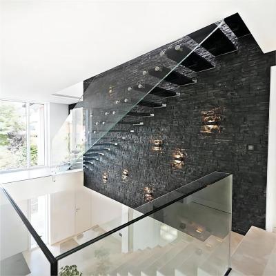 China Solid Structure Custom Black PVB Laminated Safety Glass Staircase for and Durability for sale