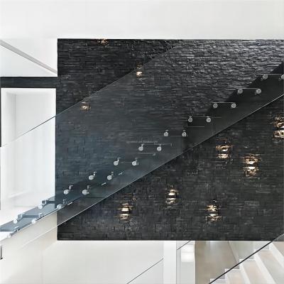 China Solid Structure Custom Black PVB Laminated Safety Glass Staircase for and Durability for sale