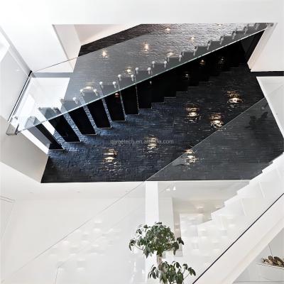 China Solid Structure Custom Black PVB Laminated Safety Glass Staircase for and Durability for sale