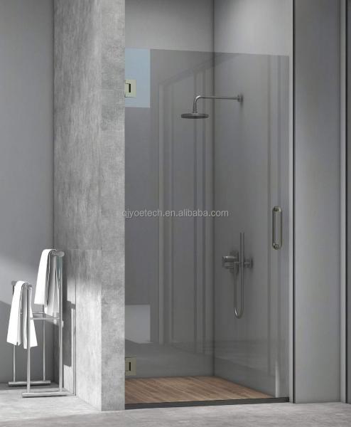 Quality Customized Color Tempered Glass Single Frameless Shower Door with Solid Hinged for sale