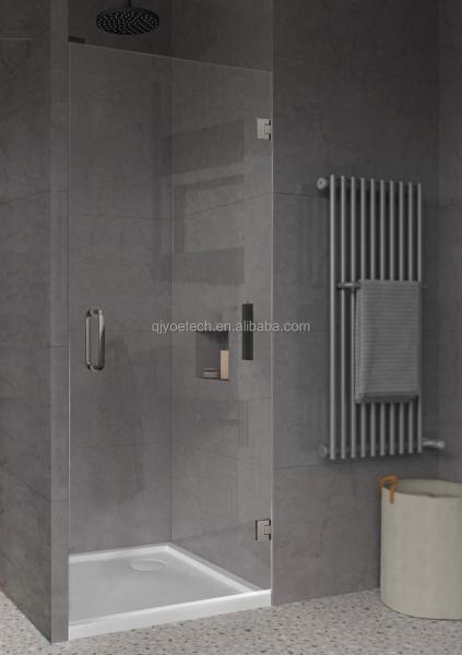 Quality Customized Color Tempered Glass Single Frameless Shower Door with Solid Hinged for sale