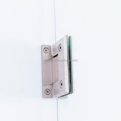 China Safety Round Corner Brushed Nickel Adjustable Hinged Single Frameless Shower Door for sale