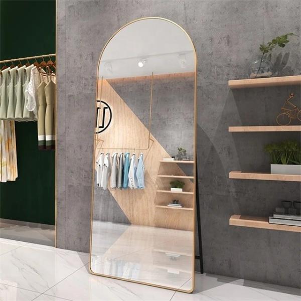 Living Room Modern Metal Frame Black Golden Rose Bathroom Mirror with Stand or Hook