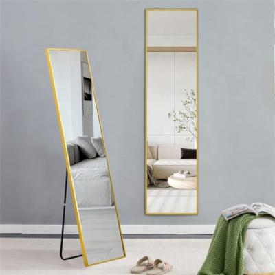China Living Room Modern Metal Frame Black Golden Rose Bathroom Mirror with Stand or Hook for sale