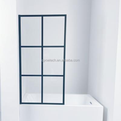 Cina Porta francese di vetro temperato piatto schermo doccia fisso con design elegante e griglie nere in vendita