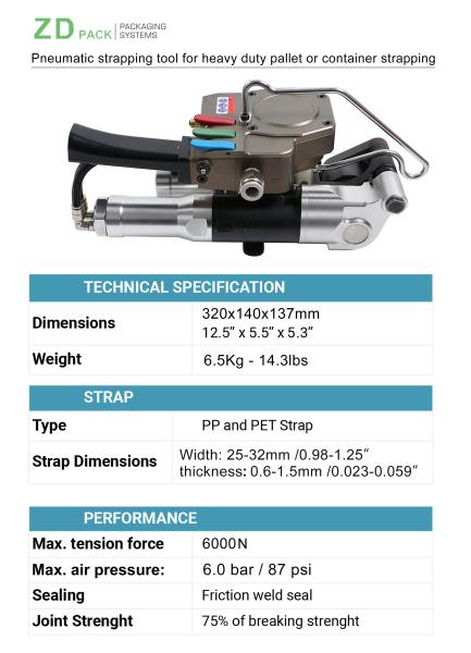 Quality CE 6000N Pneumatic Plastic Strapping Tool Box Strapping Machine 32mm PET for sale