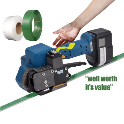 China Electric Rechargeable Strapping Battery Tool 12-19mm Width PP PET Handheld Strapping Machine Hot Melting Electric Strapper for sale