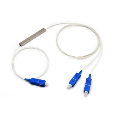China Divisor de aço do PLC da fibra ótica do tubo FTTH 1x2 do conector do SC UPC à venda