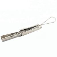 China FTTH Fiber Optic Cable Clamp Stainless Steel 220mm Drop Wire Tension Clamp 1.5kN for sale