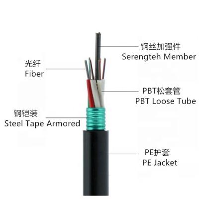 China Cabo ótico de aço ondulado 48core da fibra da manutenção programada G652D blindado à venda