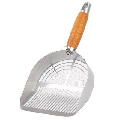China Eco-Friendly 304 Stainless Steel Cat Litter Scoop with Sustainable Wooden Handle - Durable Pet Tool for Bentonite & Tofu Litter (Large/Small, Wholesale) for sale
