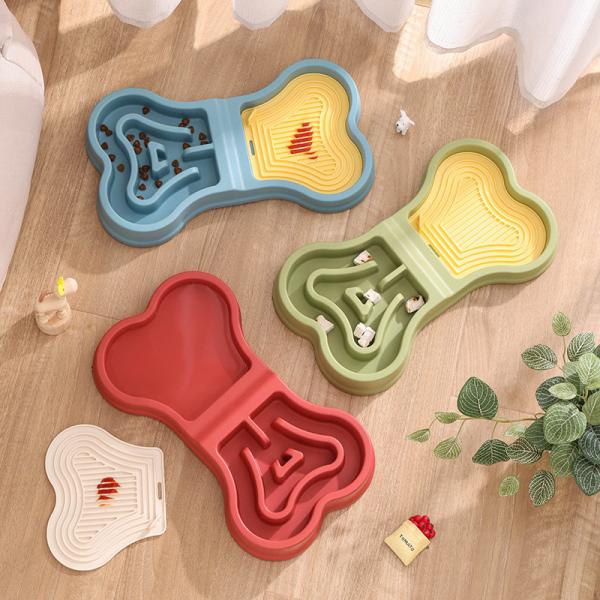 Quality Bone-Shaped Slow Feeder Dog Bowl | Anti-Slip Pet Puzzle Bowl for Healthy Eating for sale