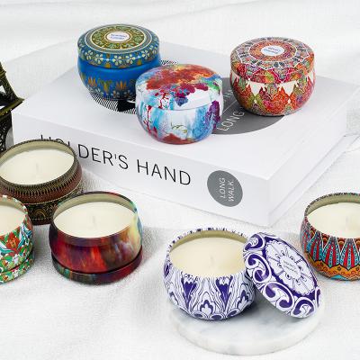 China Customized Tin Scented Candle Grass Scented Soy Wax Candles Gift Set for sale