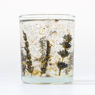 China Decoratieve gedroogde bloemen kaarsen en gel was glas pot geurende kaars Te koop
