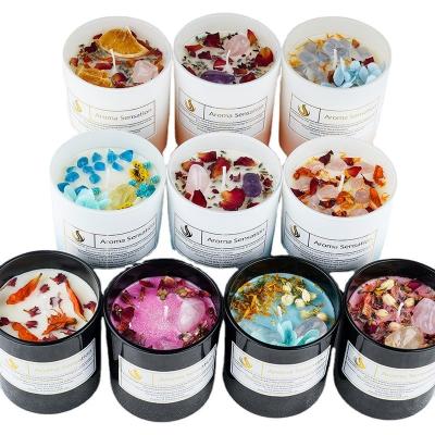 Китай День рождения Свадьбы Стеклянная банка Ароматные соевые свечи с лечебными кристаллами Ароматерапия продается