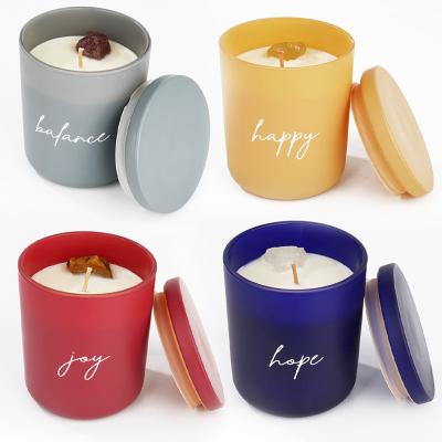 Cina Vaso di vetro Candela profumata Candela profumata alta Tempo di combustione 45 ore Candele profumate di cristallo con coperchio di vetro 10oz in vendita