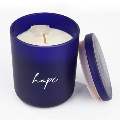 Cina Vaso di vetro Candela profumata Candela profumata alta Tempo di combustione 45 ore Candele profumate di cristallo con coperchio di vetro 10oz in vendita