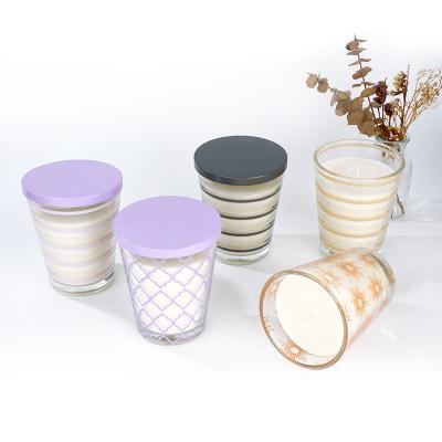 Cina Vaso di vetro candela profumata Requisiti del cliente Decorazione di lusso per la casa Candele di cera di soia in vasi di vetro colorati in vendita