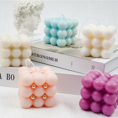 China Customized White Soy Rubix Cube Luxury Big Scented Bubble Candles for sale