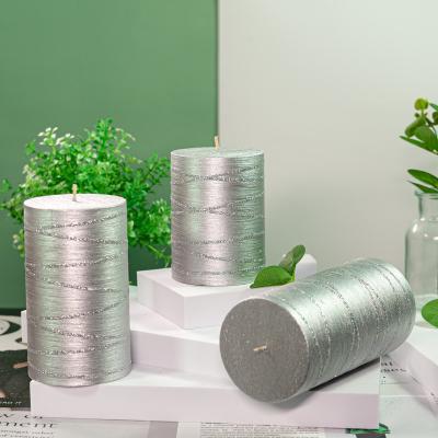 Cina Decorazione natalizia bastone candela bianca argento cera di soia naturale candela artigianale 680g 550g 430g in vendita