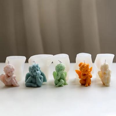 China Silicone Candle Molds Mini Angel Shaped Soap Custom Logo Moulds 3D For Chocolate Candy Cake Decor for sale