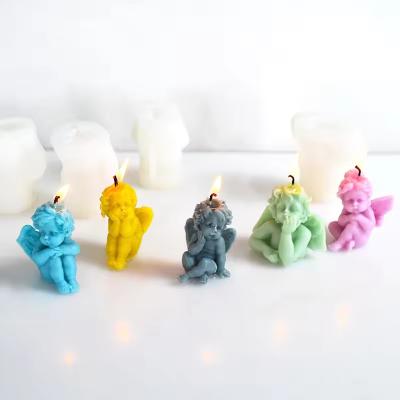 China Silicone Candle Molds Mini Angel Shaped Soap Custom Logo Moulds 3D For Chocolate Candy Cake Decor for sale