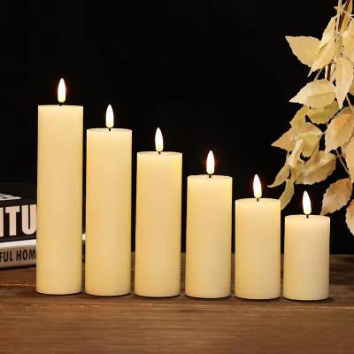 China LED Candle Battery Remote Control Flameless Christmas Cylindrical Glass Cylinder Candle for sale